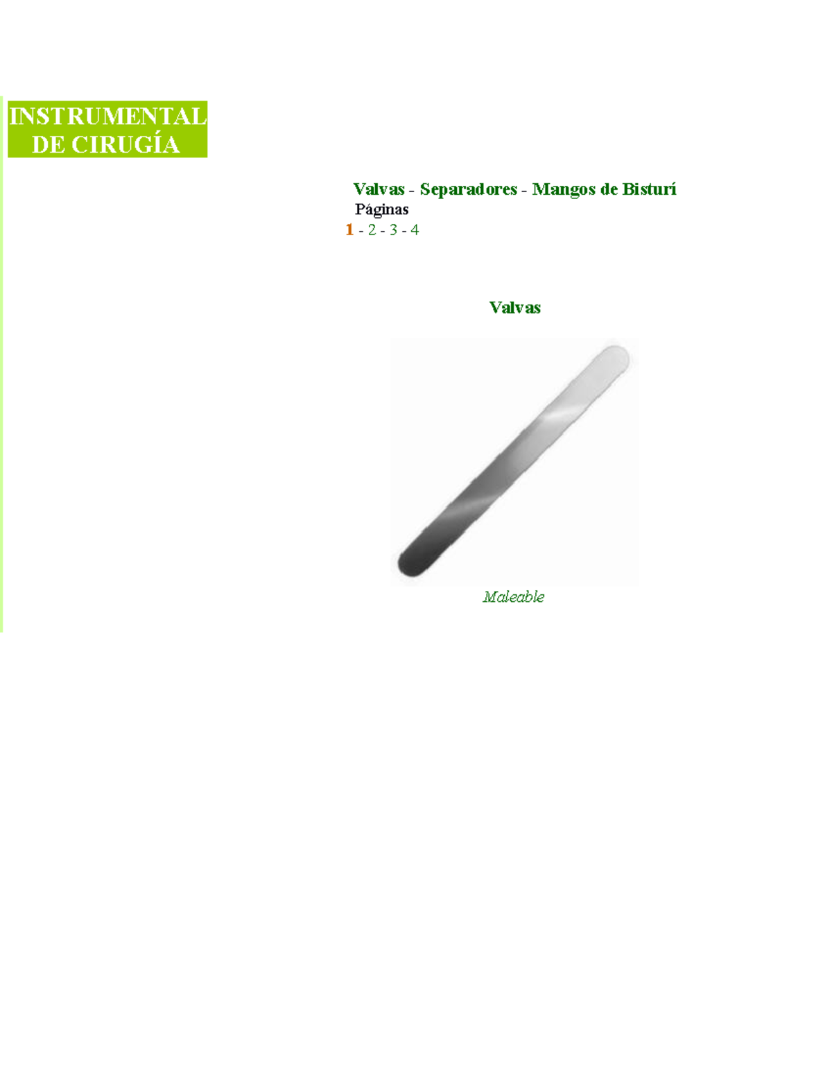Instrumental DE Cirugía - INSTRUMENTAL DE CIRUGÍA Valvas - Separadores ...