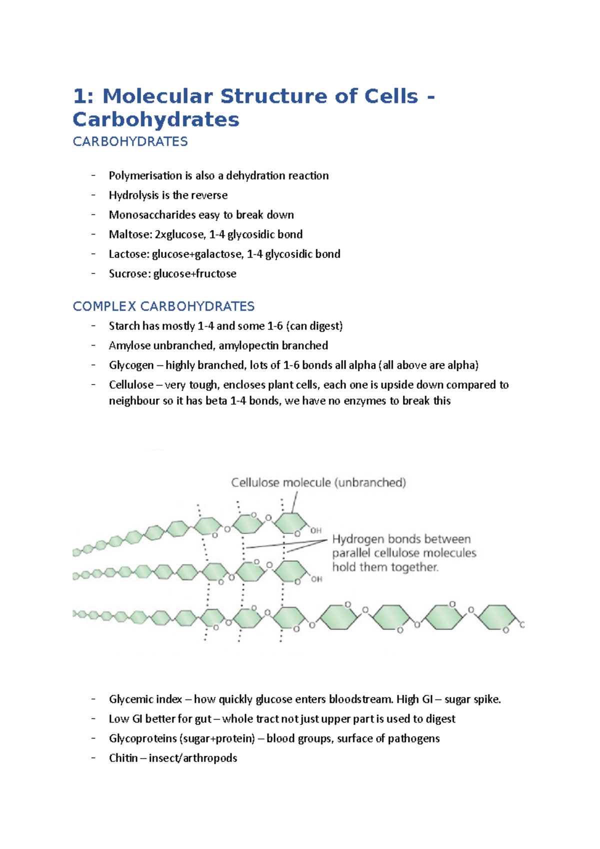 S1 Cells - online module 1 - 1: Molecular Structure of Cells ...