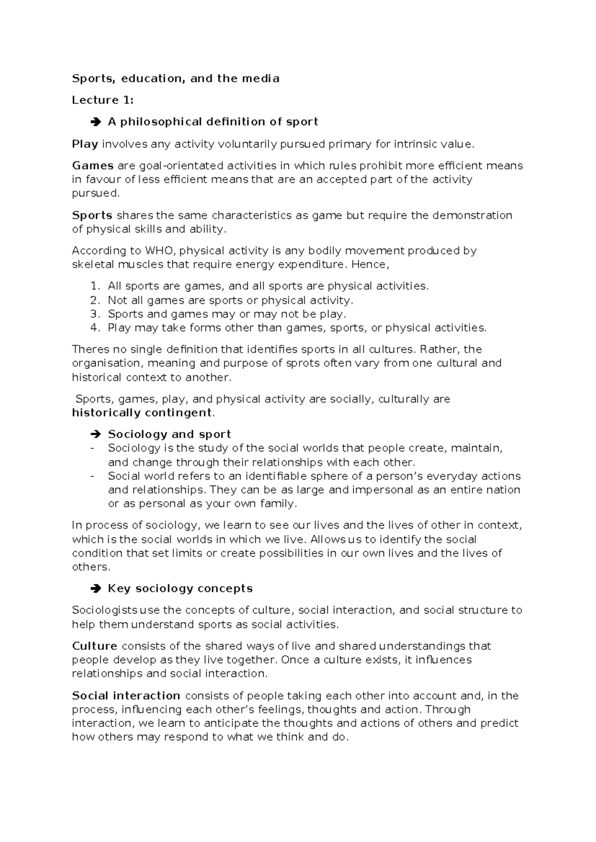 Lectures - Sports, education, and the media Lecture 1: A philosophical ...