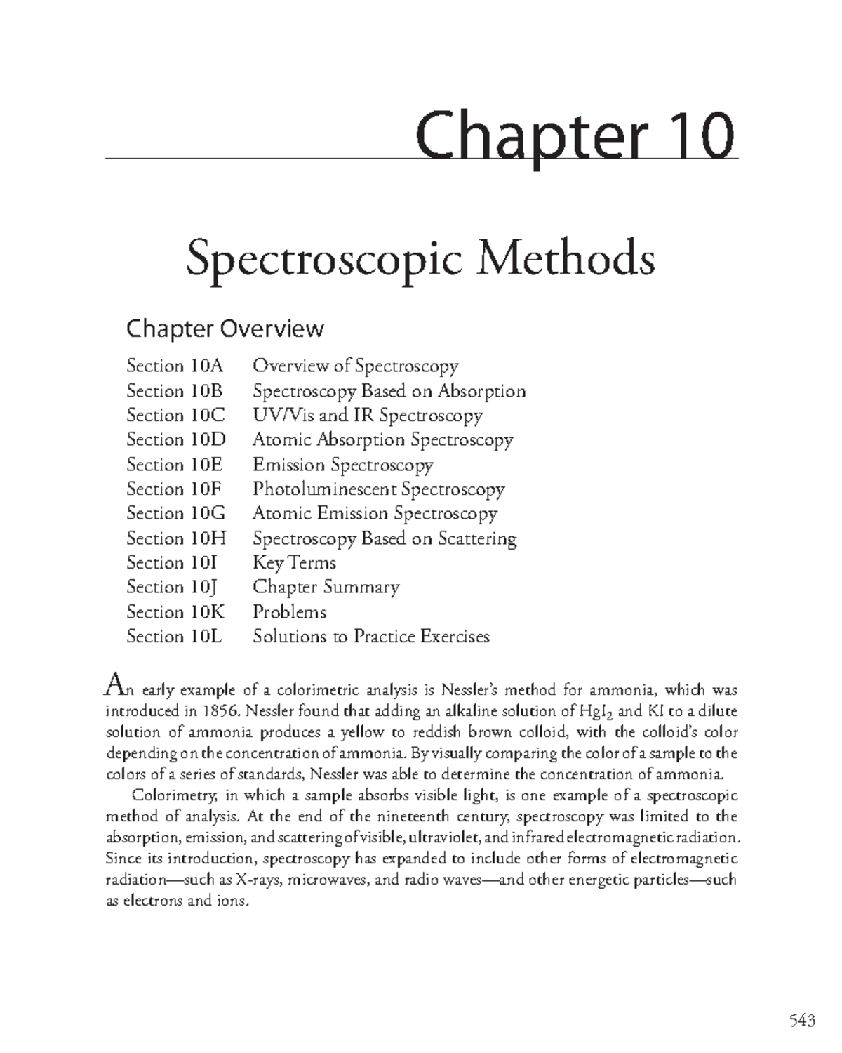Chapter 10 - chemistry - 543 Chapter 10 Spectroscopic Methods Chapter ...
