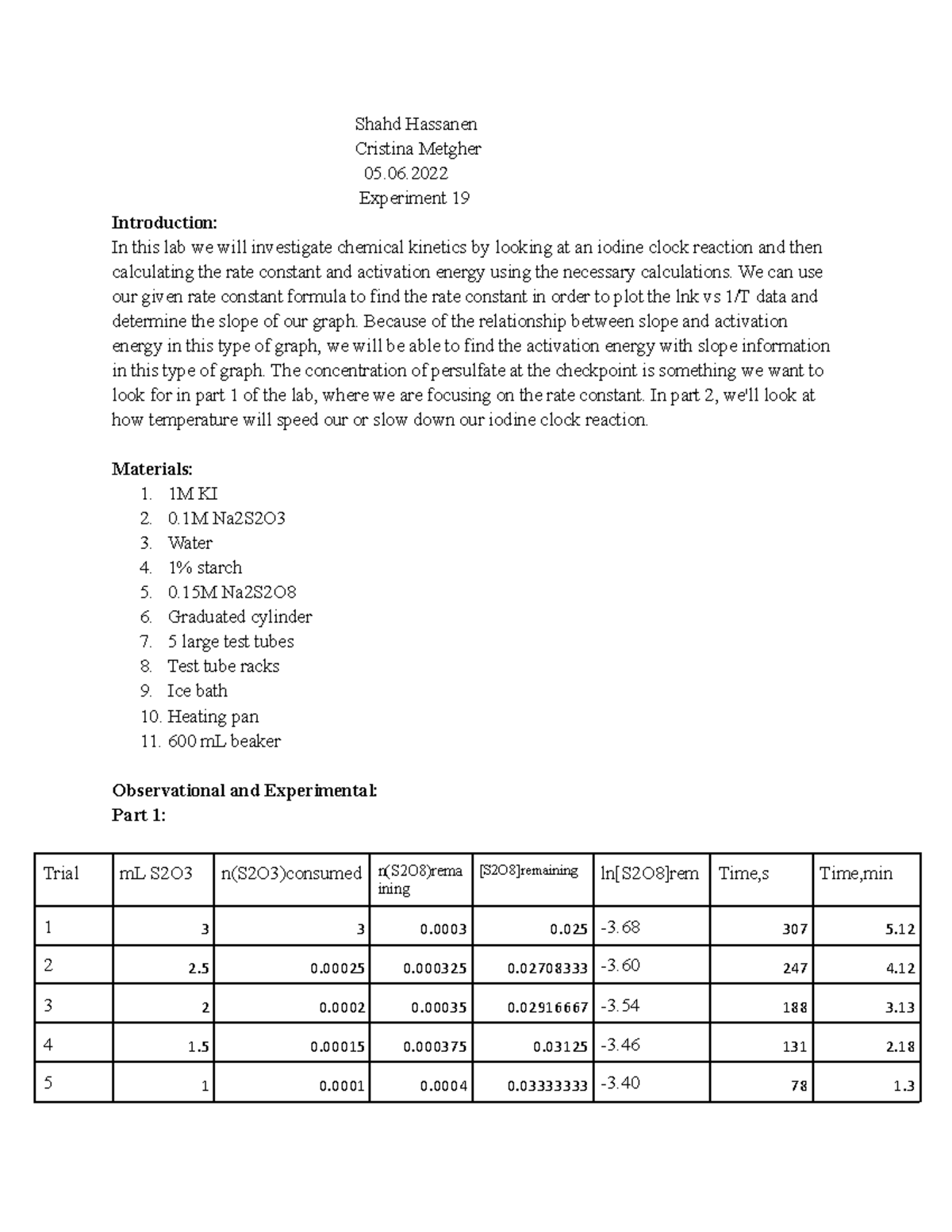 Lab 19 - Lab 19 - Shahd Hassanen Cristina Metgher 05. Experiment 19 ...