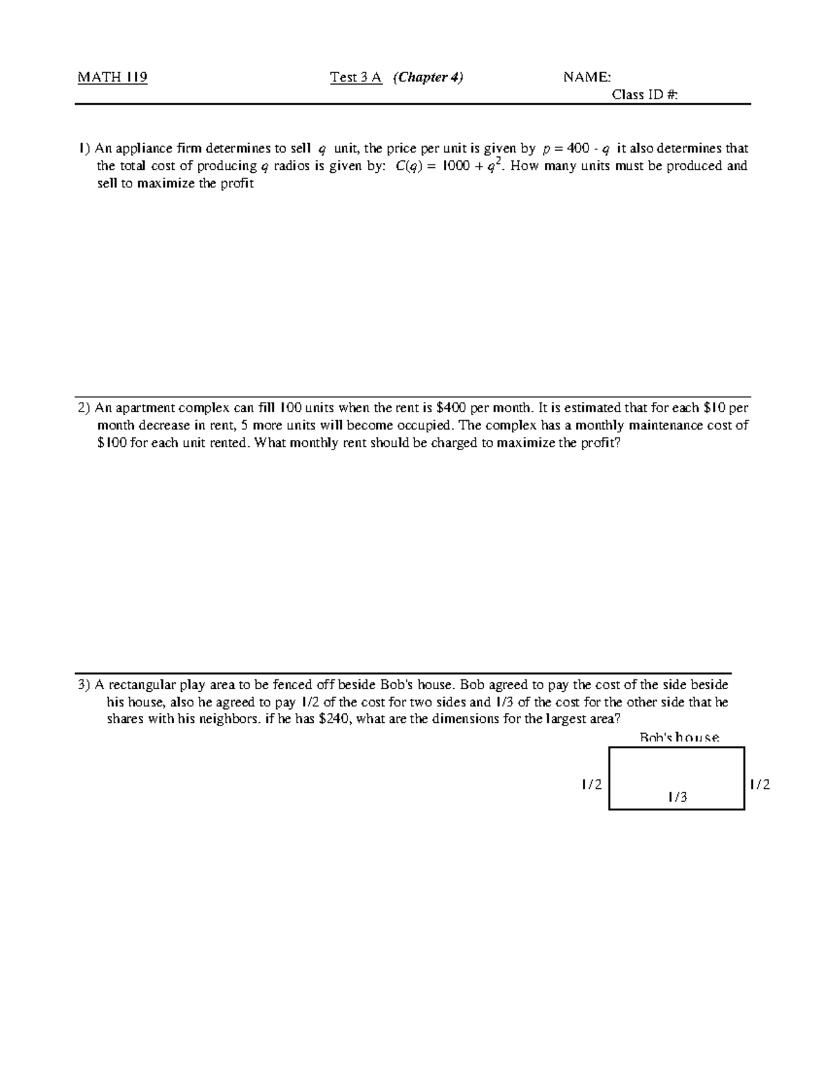 Chapters 4 A - Chapter Test and Solution for Math M119 - Professor Maan ...