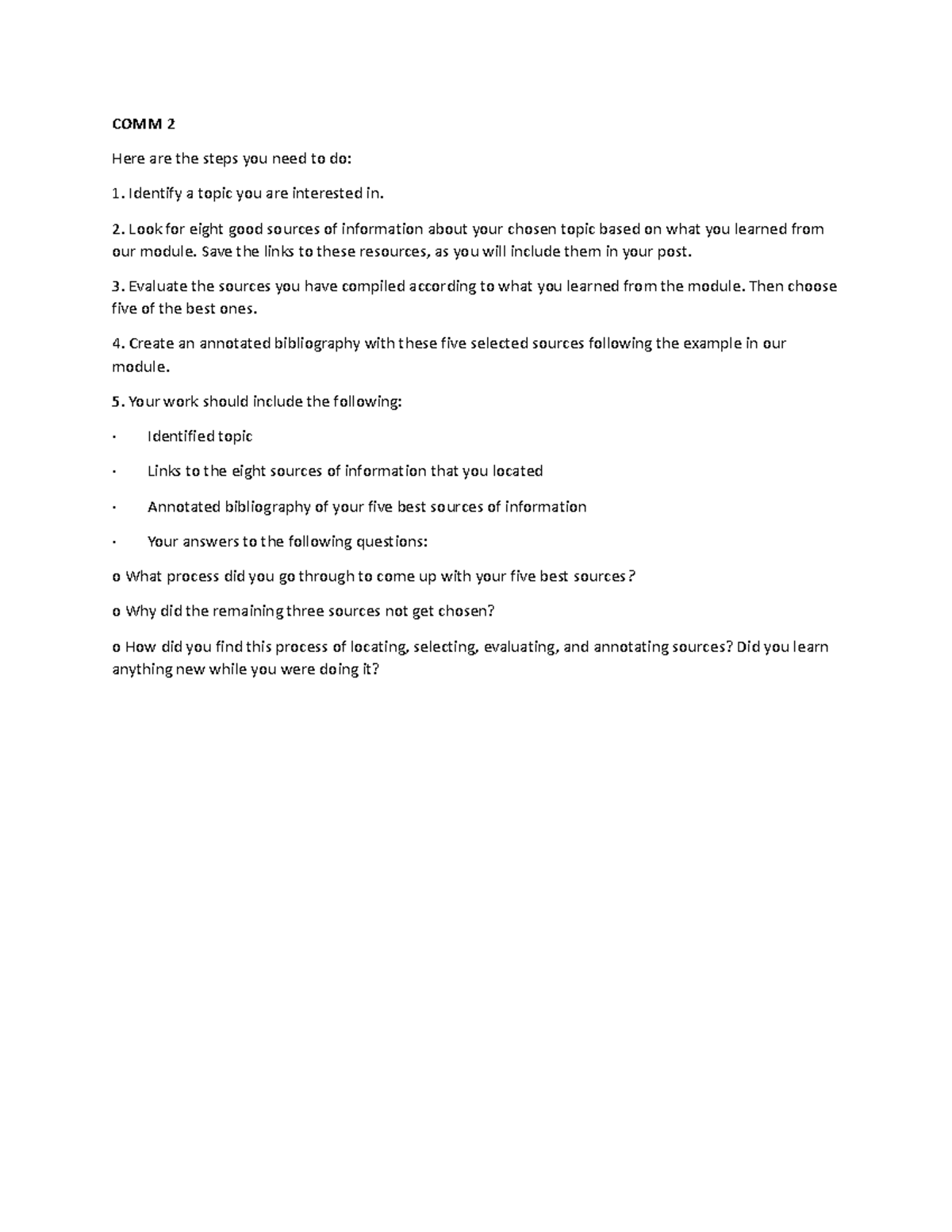 COMM 2 - Week 2 - Communication - COMM 2 Here are the steps you need to ...