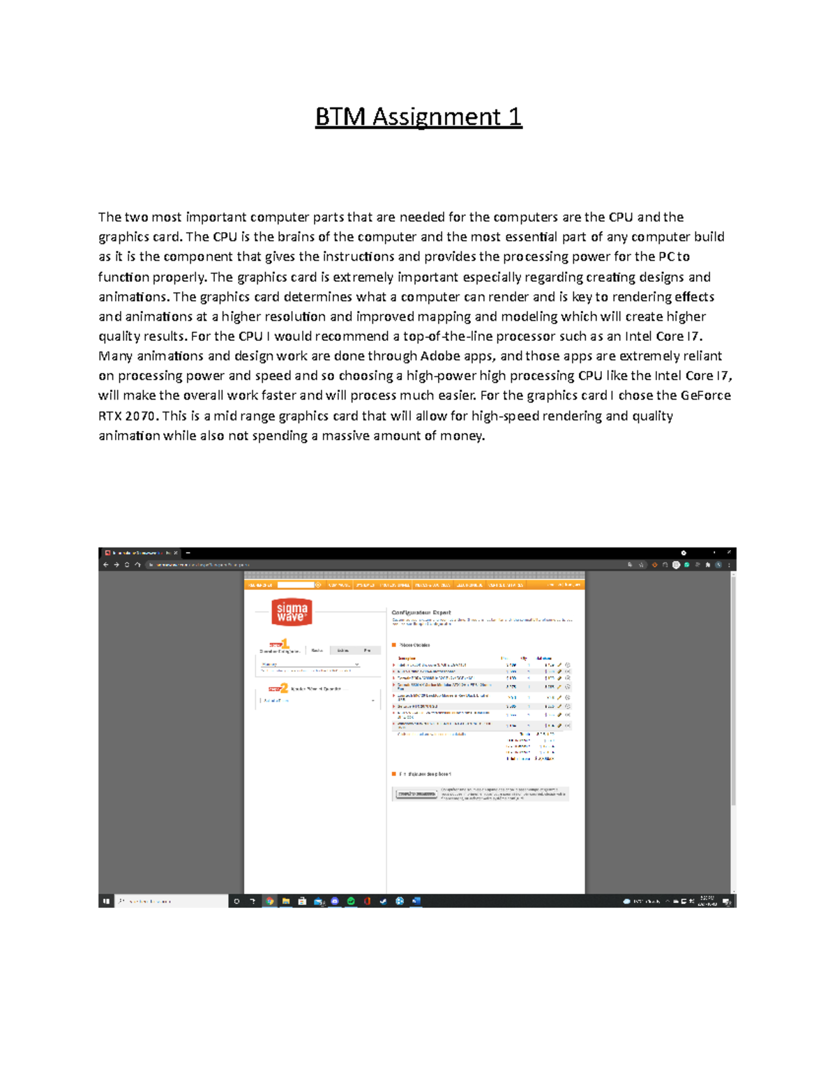 BTM Assignment 1 - The CPU is the brains of the computer and the most essential part of any ...