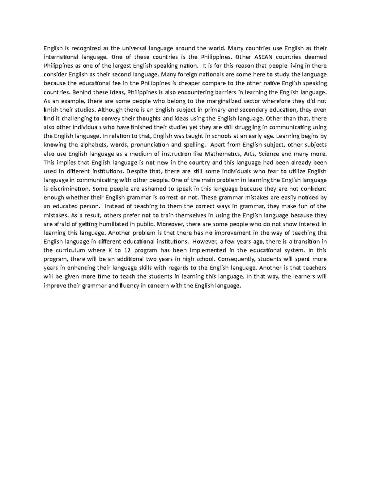 English is recognized as the universal language around the world - BSE ...