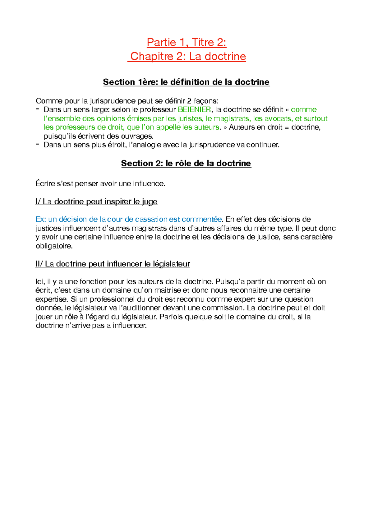 Titre 2 chapitre 2 la doctrine pdf - Partie 1, Titre 2: Chapitre 2: La doctrine Section 1ère: le ...