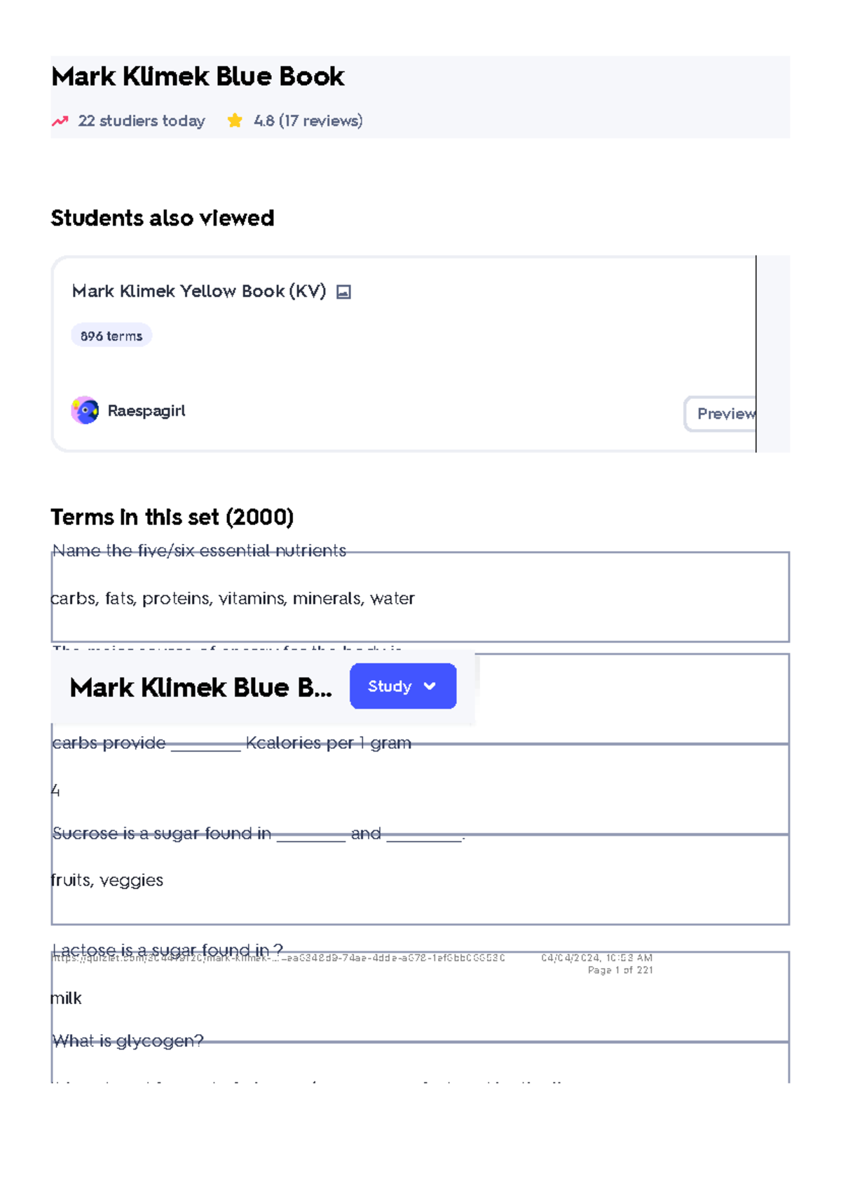 Mark Klimek Blue Book Flashcards Quizlet - Mark Klimek Blue Book 22 ...