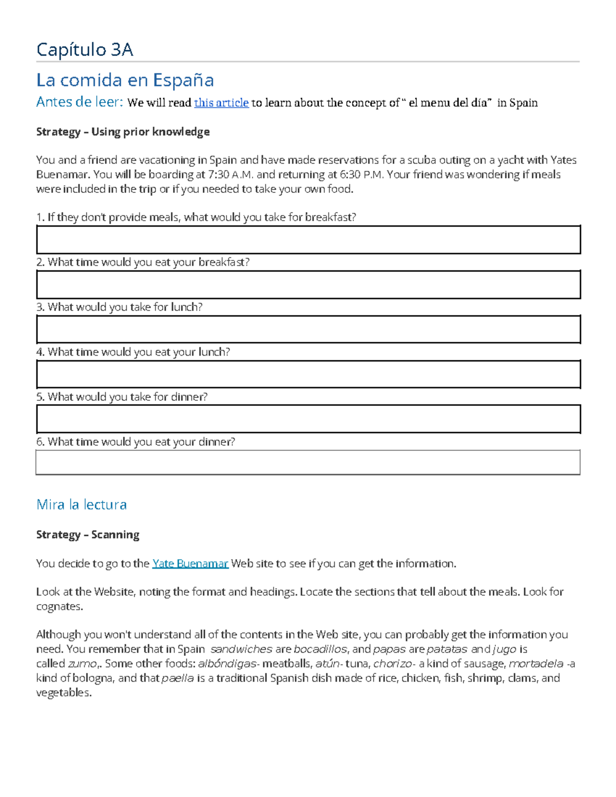 Trinity Ferguson - Webquest Reading: La Comida en España - Capítulo 3A ...