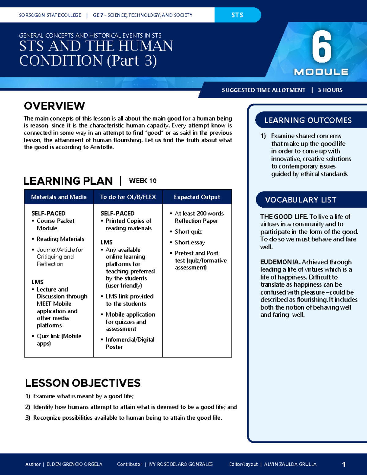 Module 6 - The main concepts of this lesson is all about the main good ...