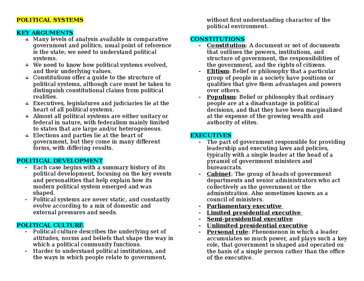 Political Systems - AB Foreign Service - Studocu