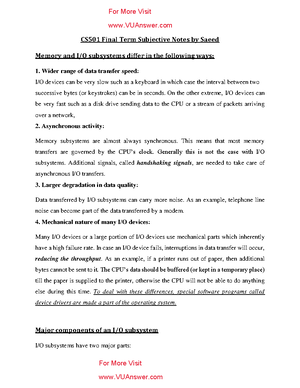 CS501 Quiz-2 By Vu Topper RM - CS-501 Advanced Computer Architecture Update MCQS For Quiz-2 File ...