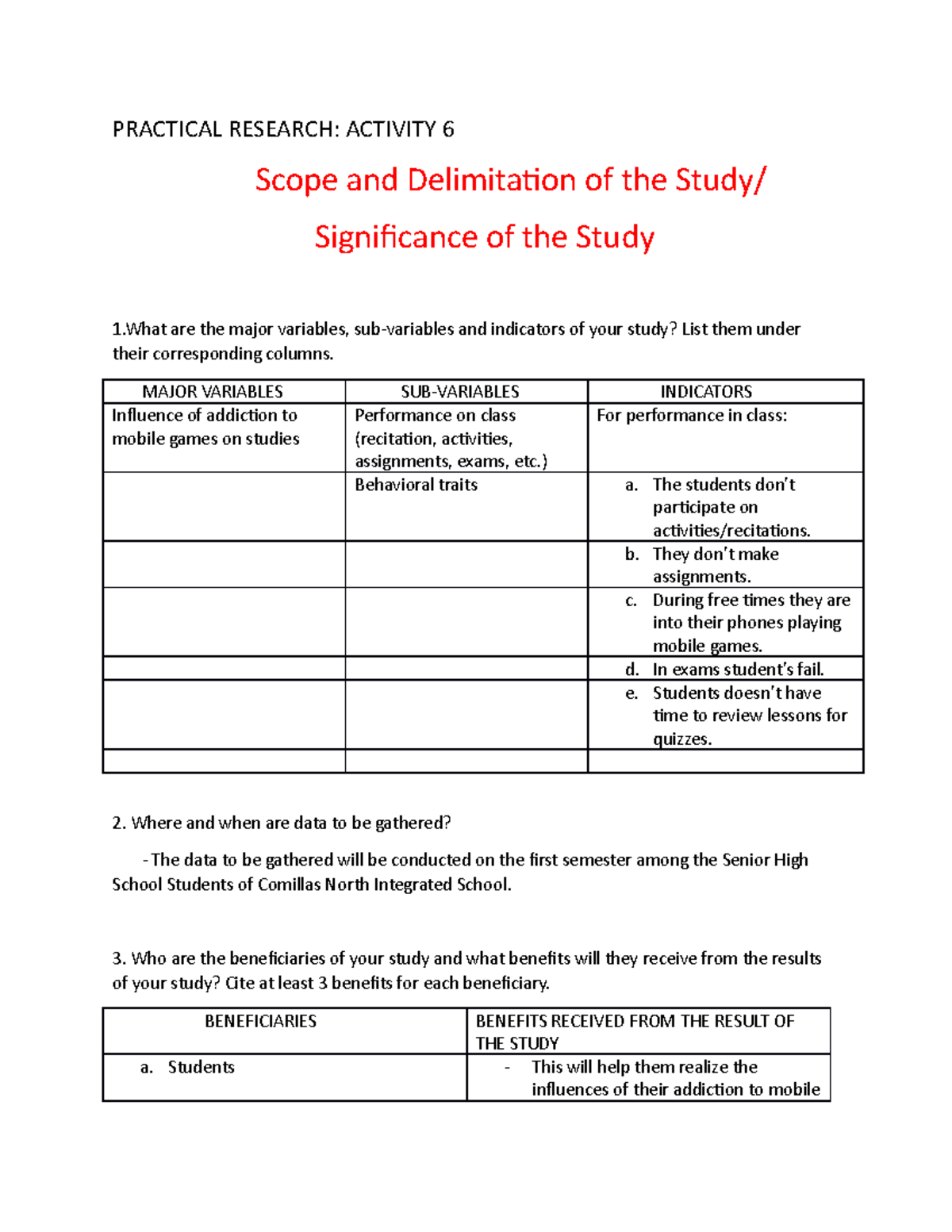 Activity 6- P - To help other students - PRACTICAL RESEARCH: ACTIVITY 6 ...