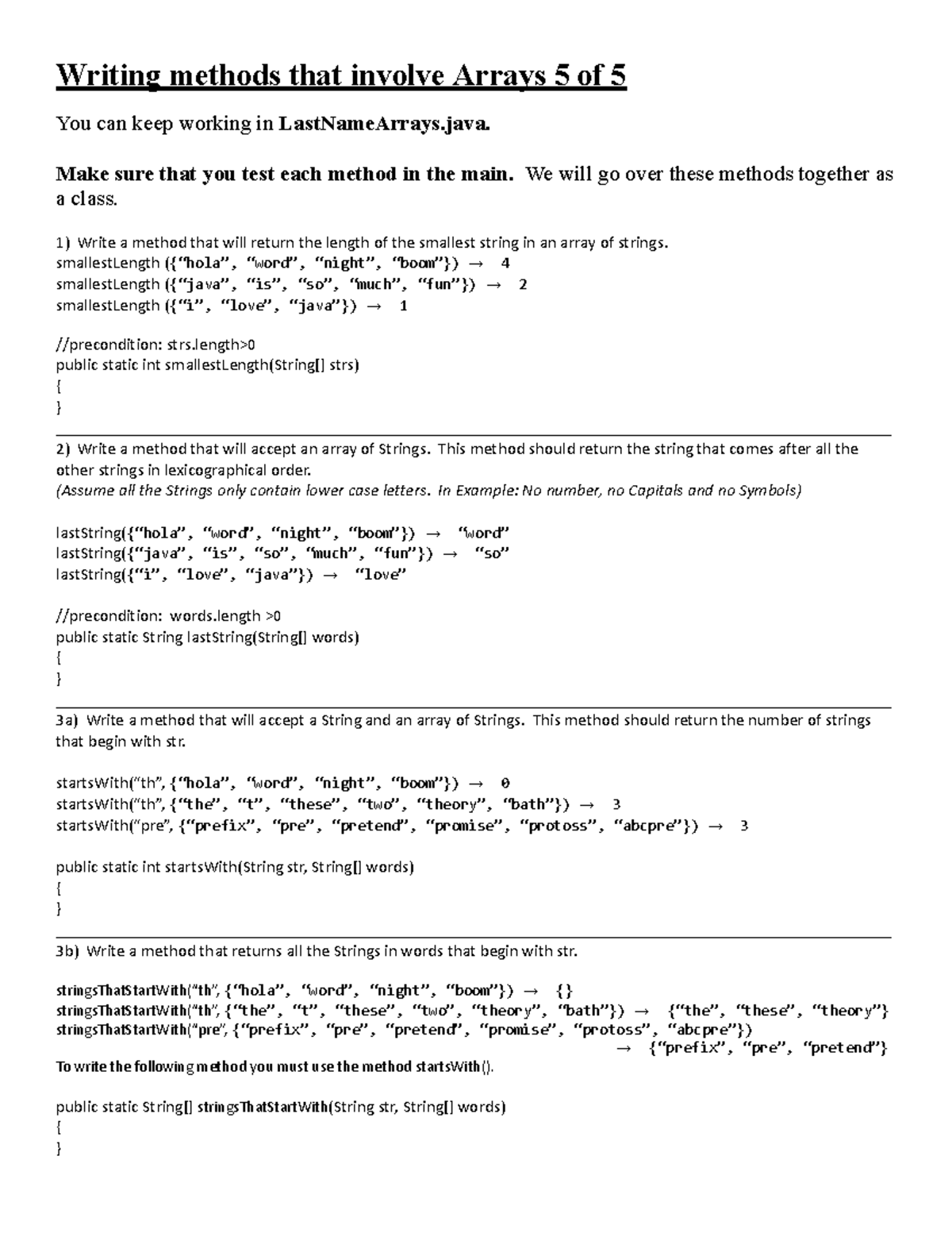 Writing Methods with Arrays 5 2020 RL - Writing methods that involve Arrays 5 of 5 You can keep ...
