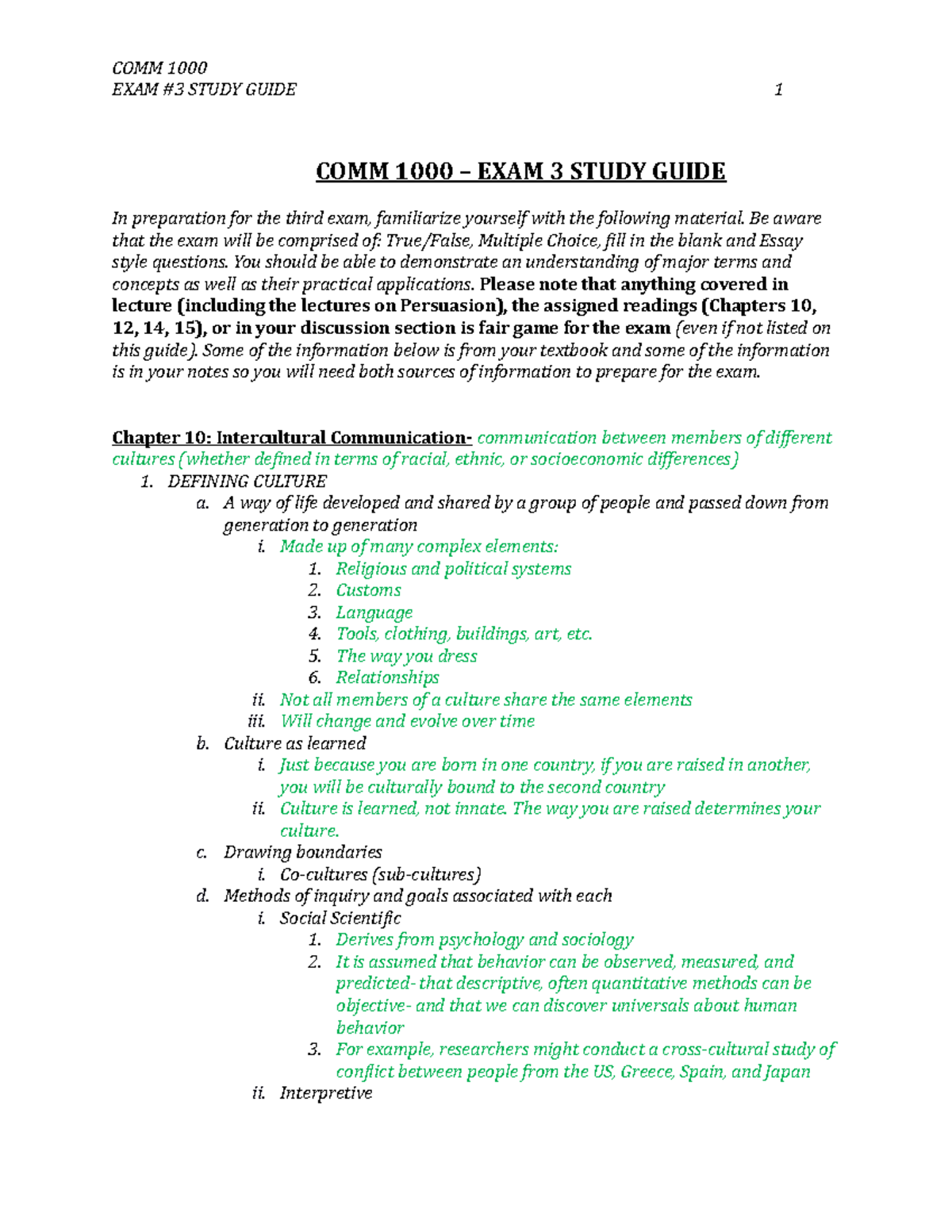 Summary - The process of communication - study guide - COMM EXAM STUDY ...