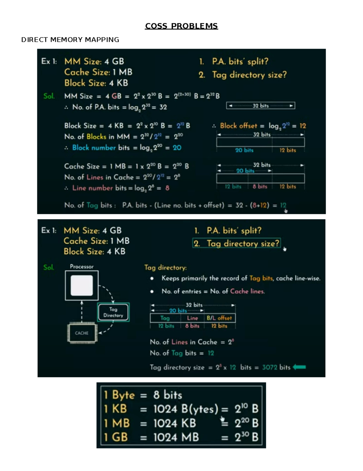 Cache Mapping Problems - M Tech Datascience and Engineering - COSS PROBLEMS DIRECT MEMORY ...