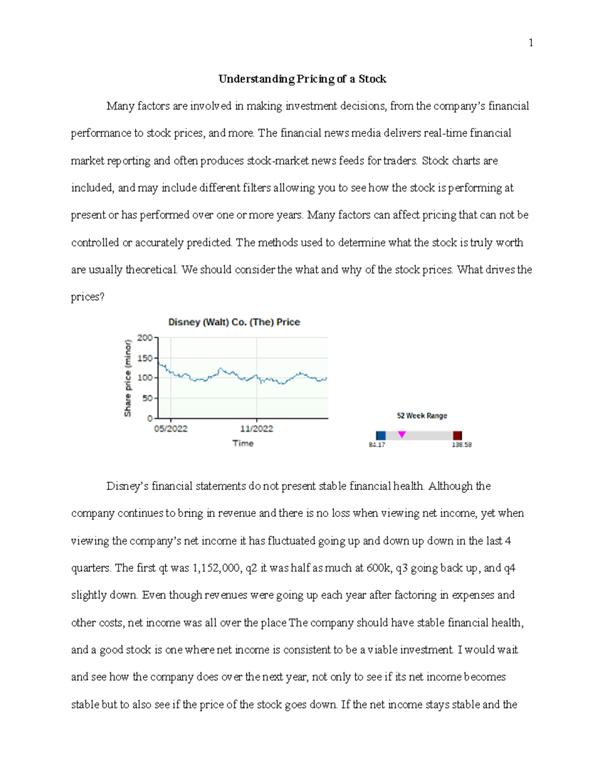 FIN320 Module 6 Discussion - 1 Understanding Pricing of a Stock Many ...