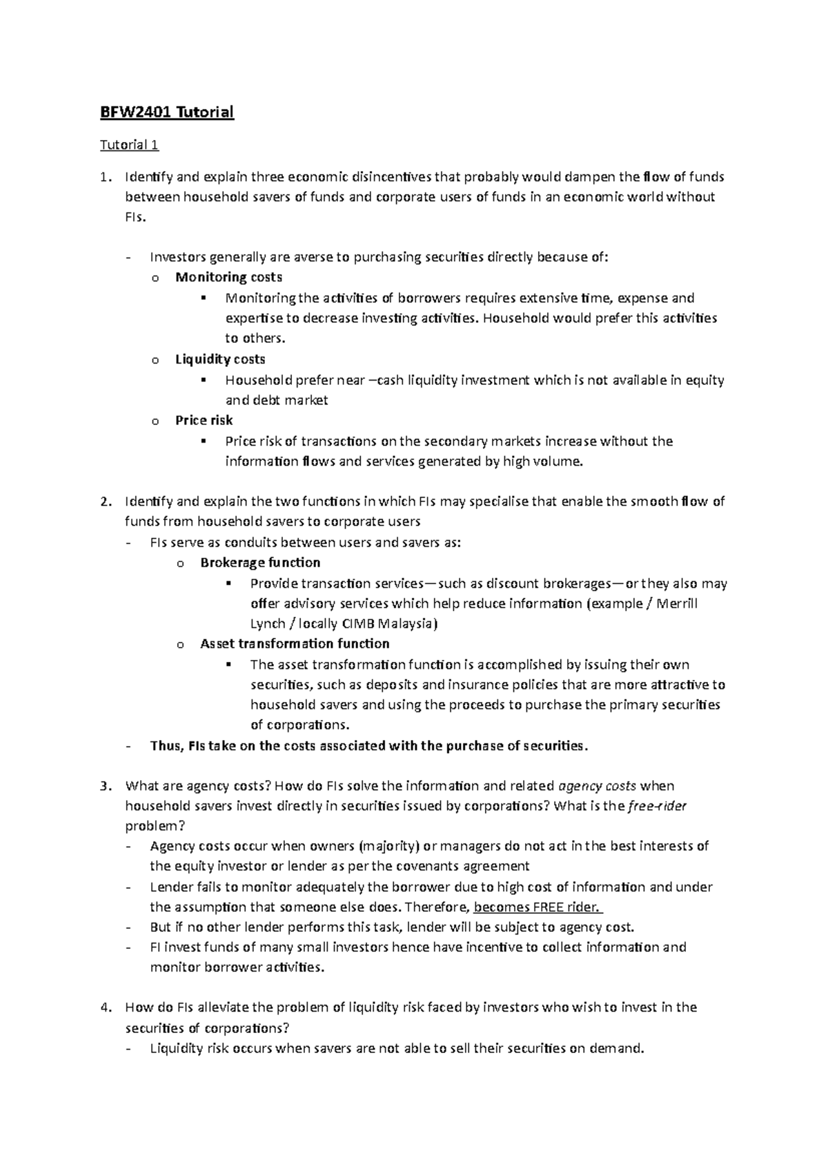 BFW2401 Tutorial - BFW2401 Tutorial Tutorial 1 Identify and explain ...