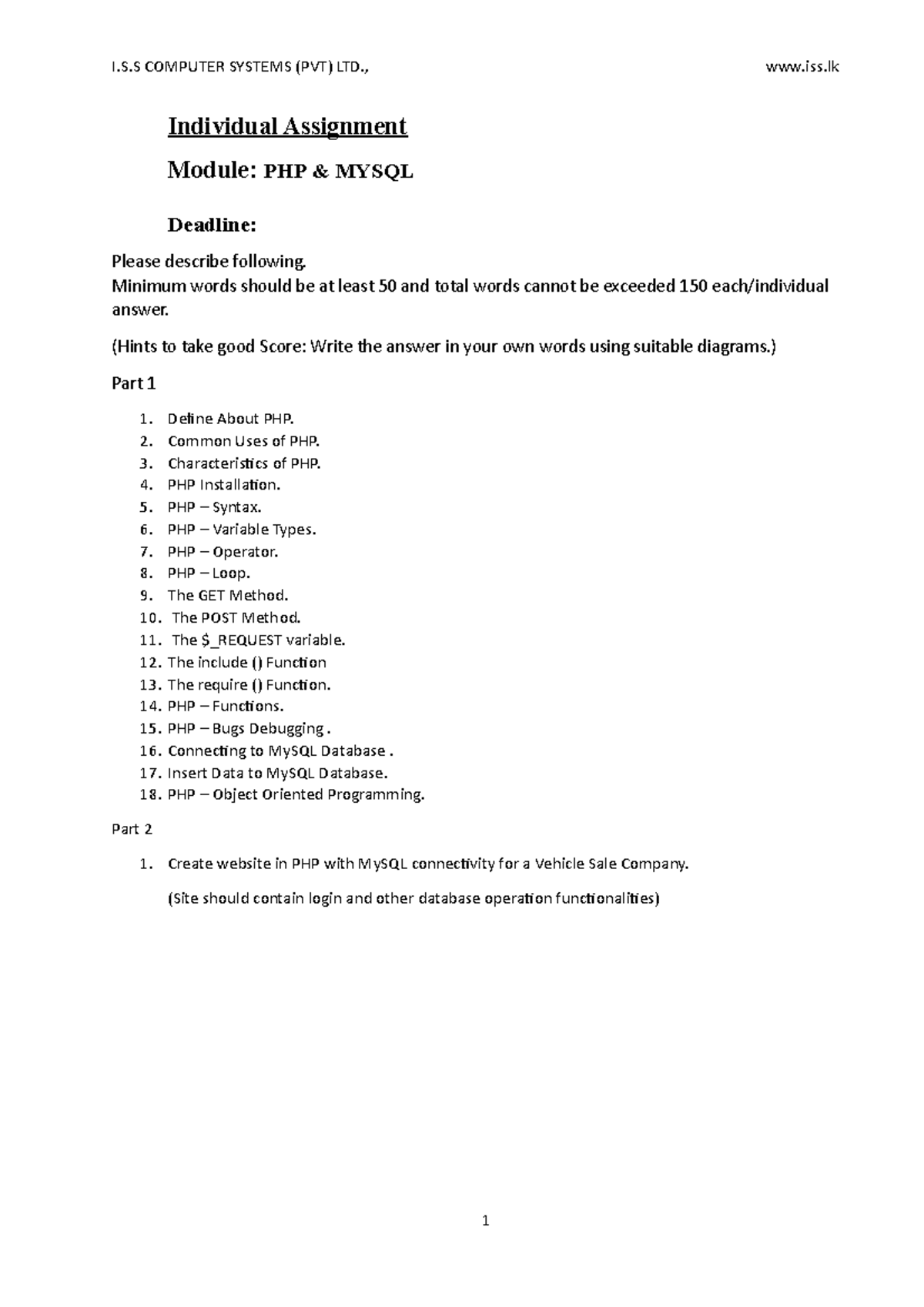 Php Web Design Using Php Practical Tasks Is Computer Systems Pvt 9736