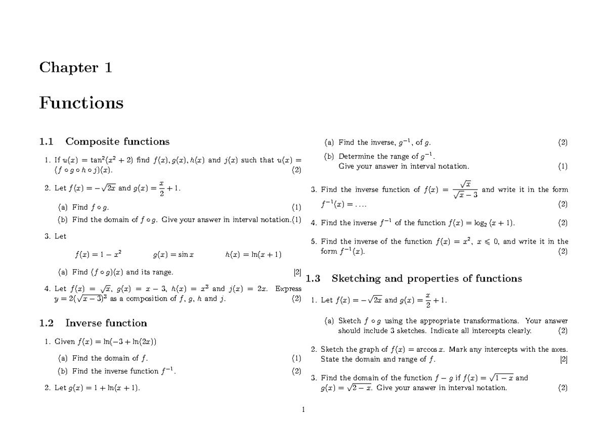 practice worksheet in preparation for semester test - Chapter 1 ...