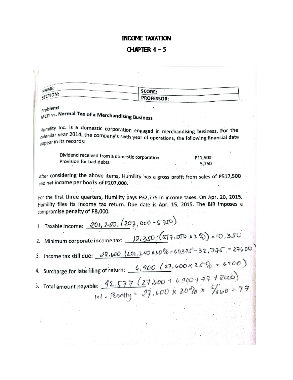 Income Taxation Chapter - 4 - 5 - BS in Accountancy - INCOME TAXATION ...