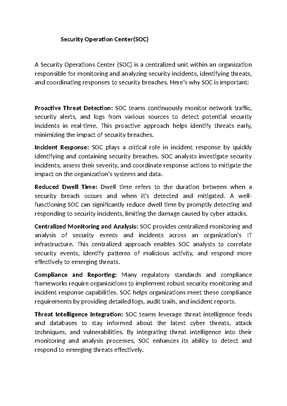 Security Operation Center - Here's why SOC is important: Proactive ...