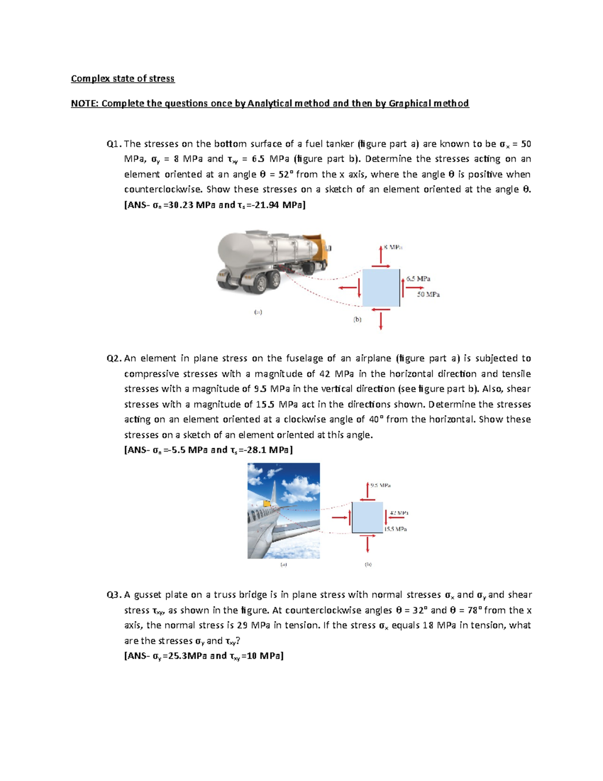 Assignment 3 - Complex state of stress - Complex state of stress NOTE ...