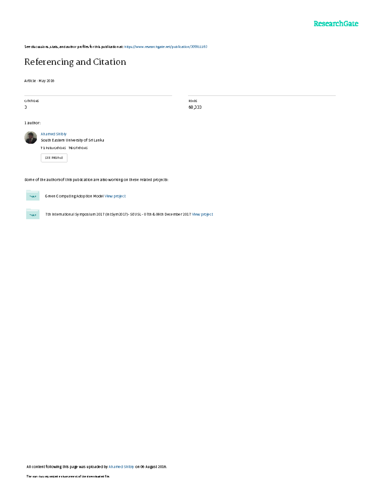 Referencing and Citation - See discussions, stats, and author profiles ...