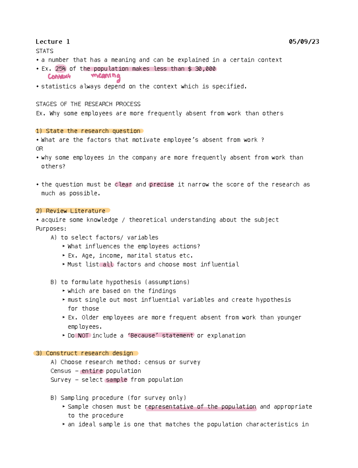 Lesson 1 - types of variables and statistics - Lecture 1 05/09/ ####### STATS a number that has ...