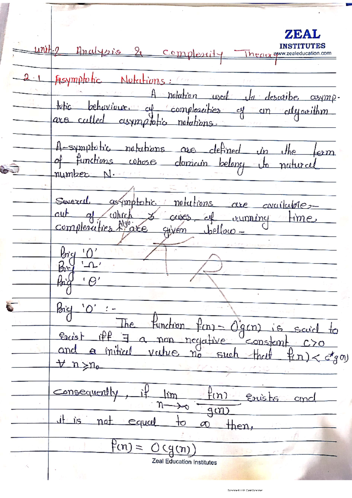 Daa Unit 2 Unit 2 Notes Of Daa Zeal Institutes Analysis 2 Complexity Theory 2 Asymptotic