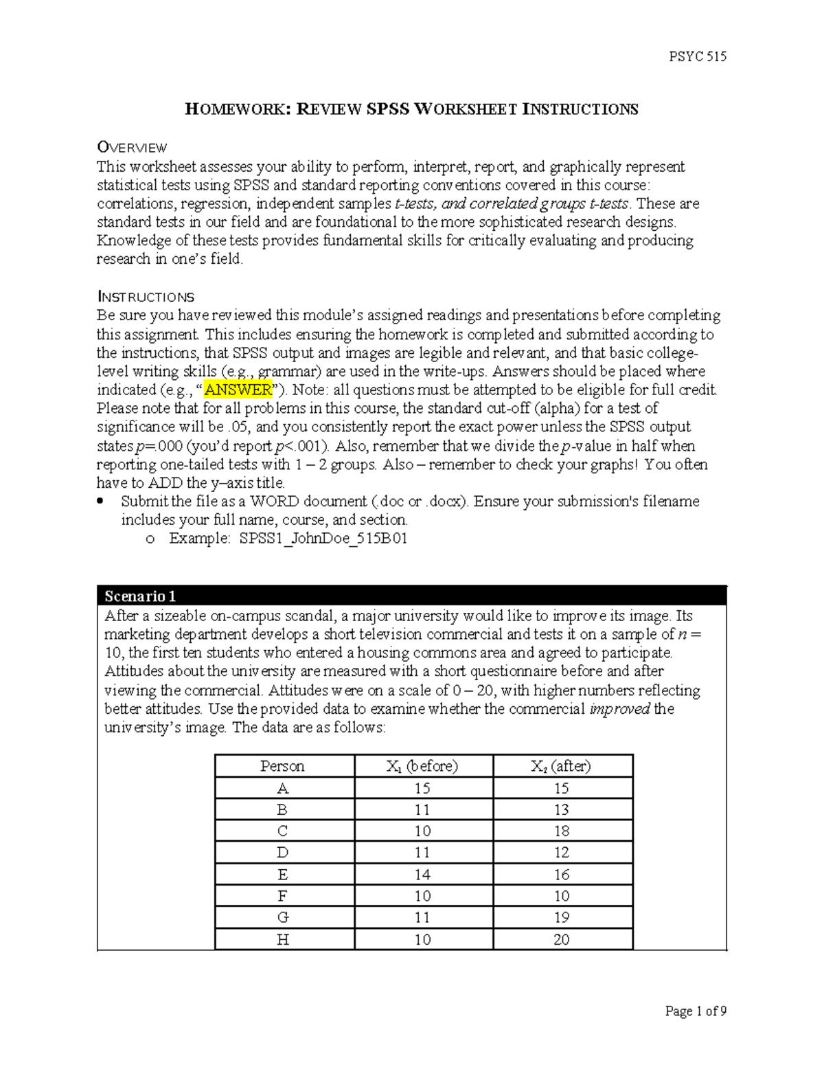SPSS1 Susan Sandoval 515B01 - HOMEWORK: REVIEW SPSS WORKSHEET ...