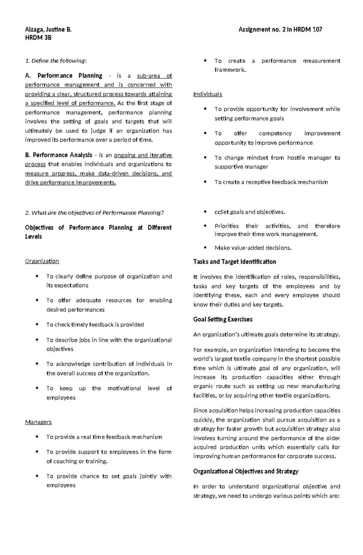 PP HRMD107 - HRDM - Alzaga, Justine B. Assignment no. 2 in HRDM 107 ...