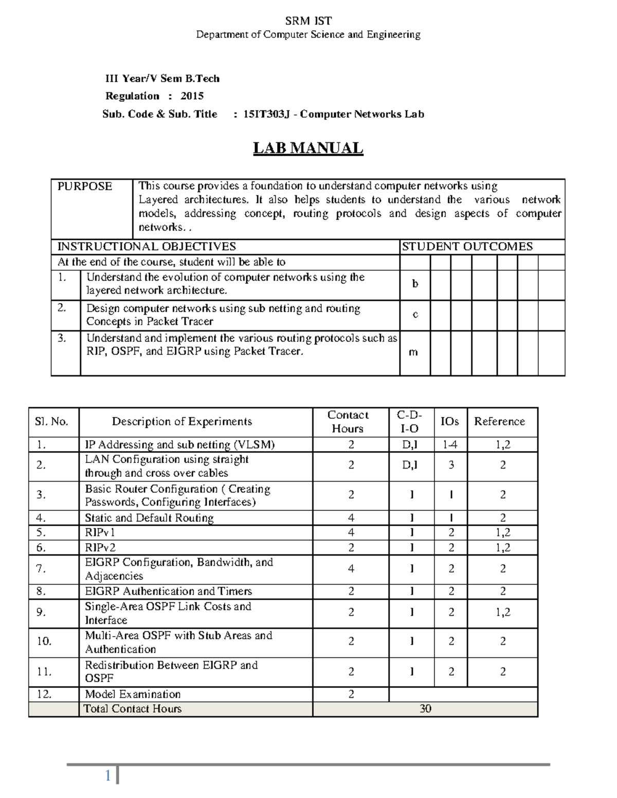 Microsoft Word - 15IT303J Computer Networks LAB - Department of ...