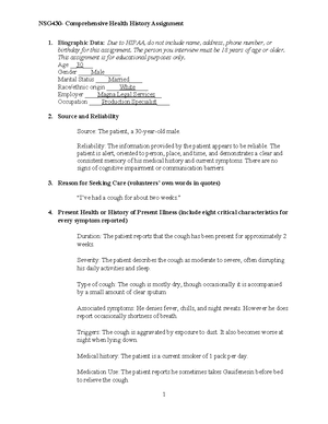 Shadow Health - Danny - Focused Exam Cough - Subjective Assessment ...