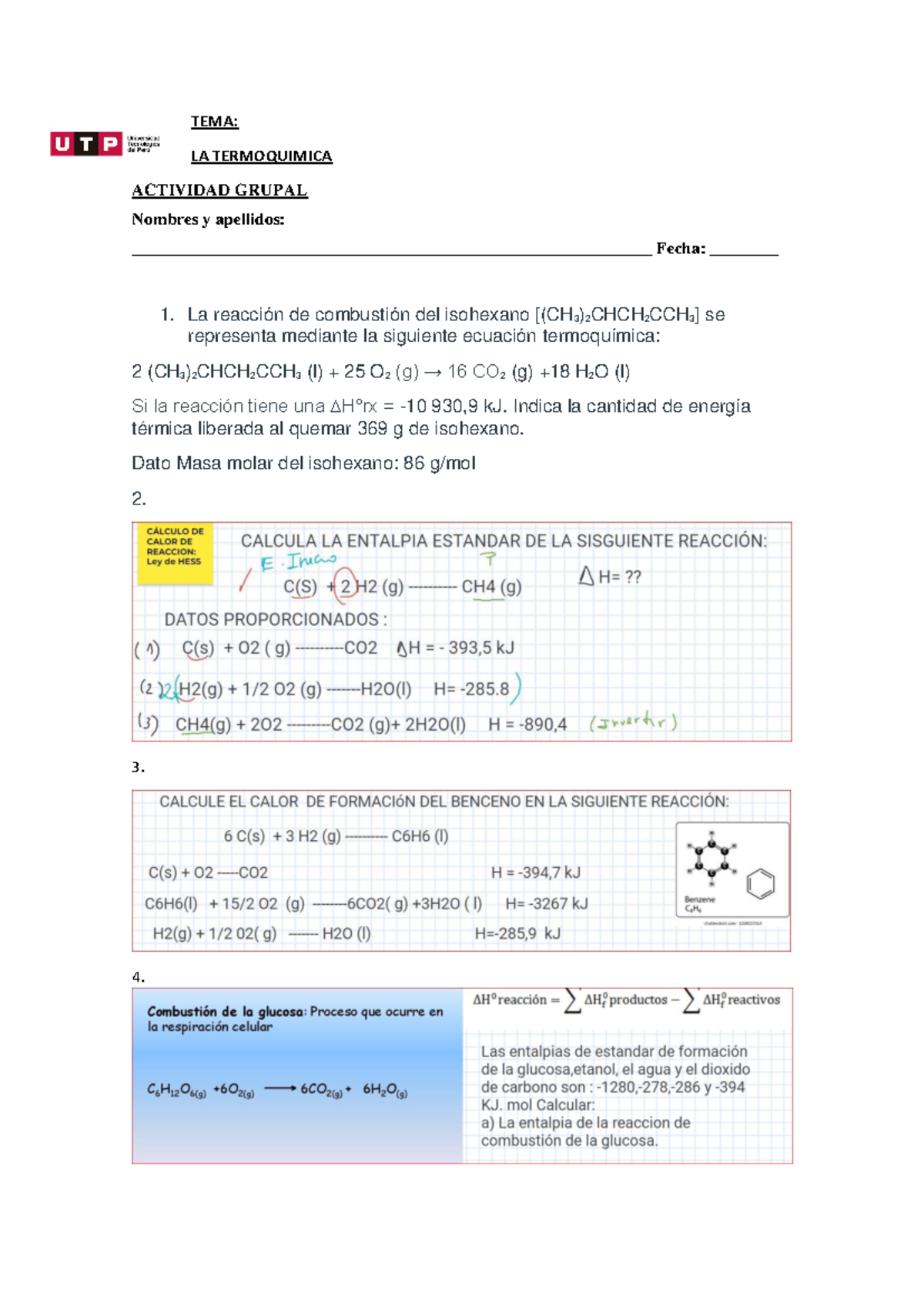 Trabajo Grupal DE Termoquimica. Parte II - TEMA: LA TERMOQUIMICA ...