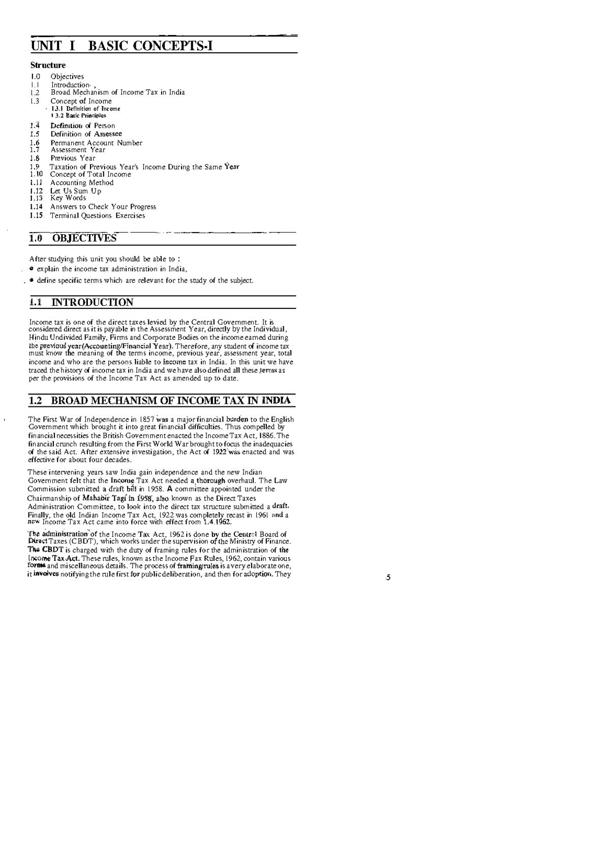 Basic Concepts of income tax and features - ####### UNIT I BASIC ...