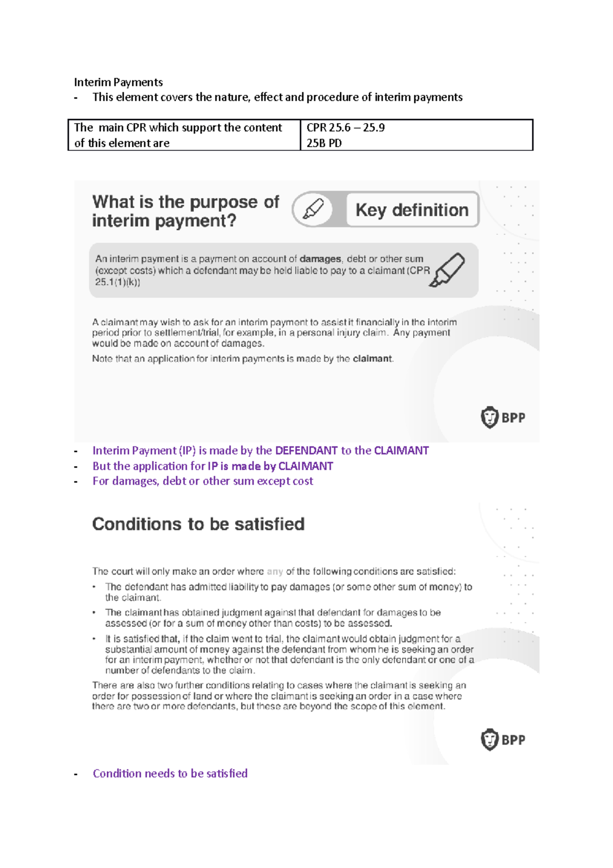 interim payments - Interim Payments This element covers the nature ...