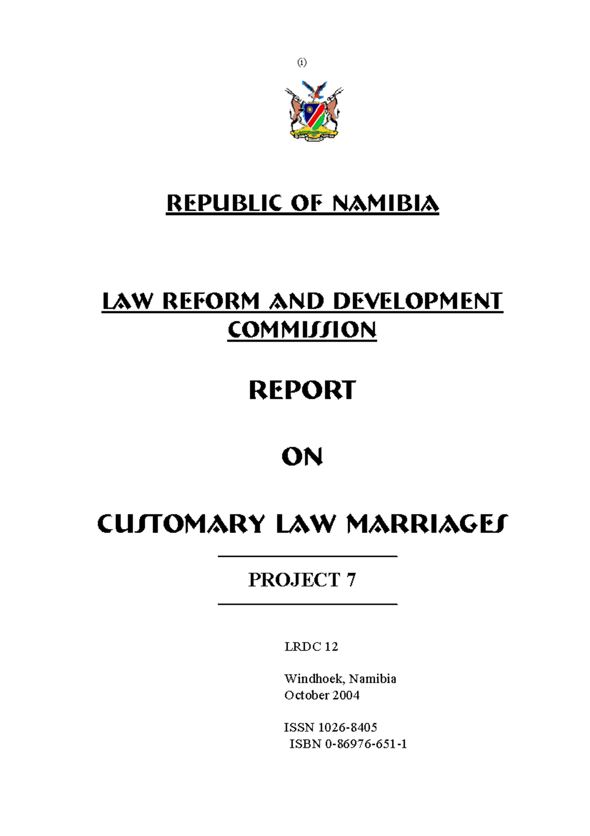 Customary law: In Namibian Jurisdiction, in depth view - (i) REPUBLIC ...