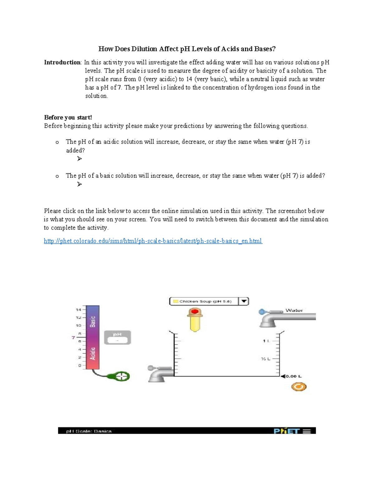 P H lesson Revised - Basic understanding of how dilution impacts pH ...