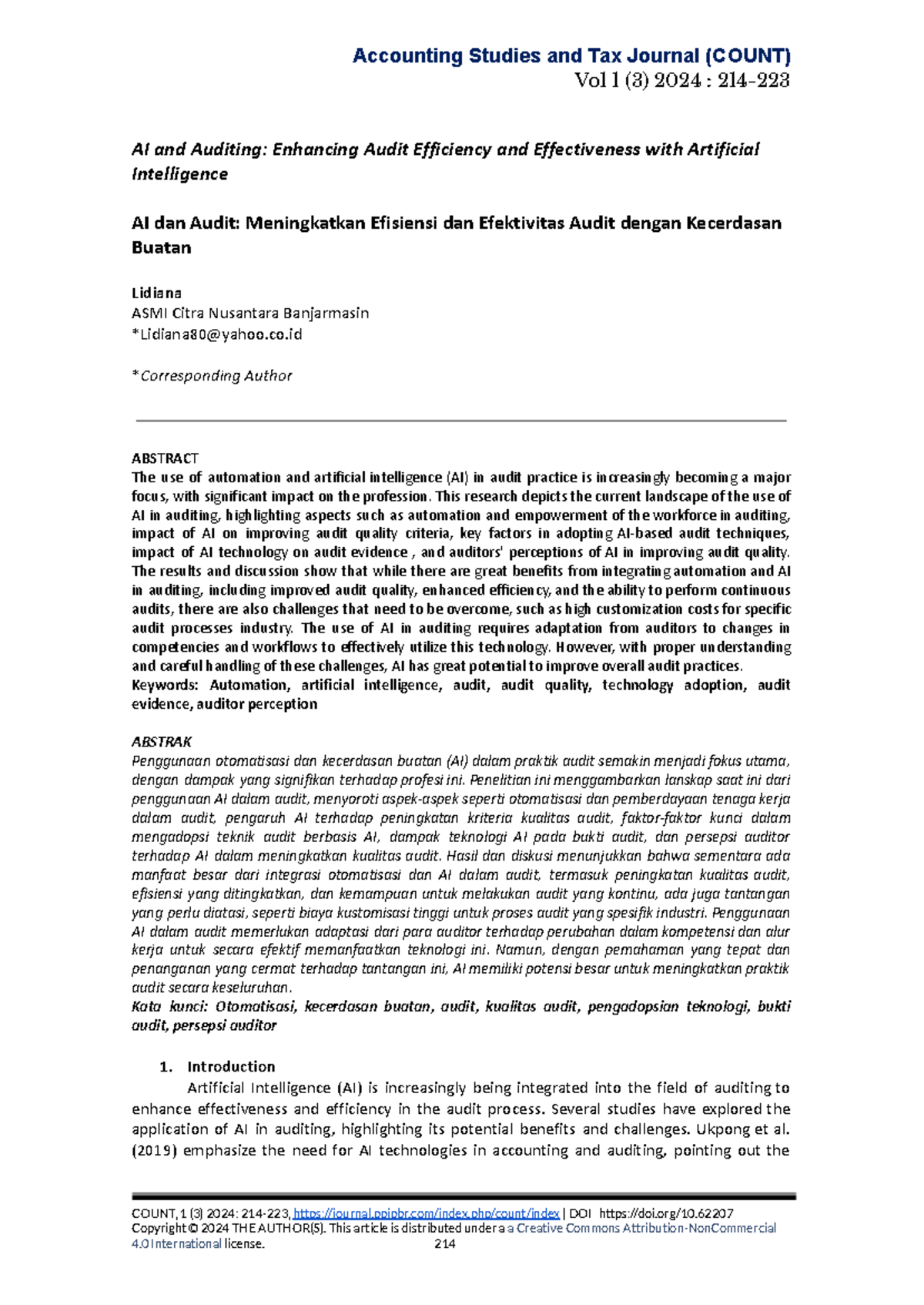 AI and Auditing Enhancing Audit Efficiency and Effectiveness with Artificial Intelligence - co ...