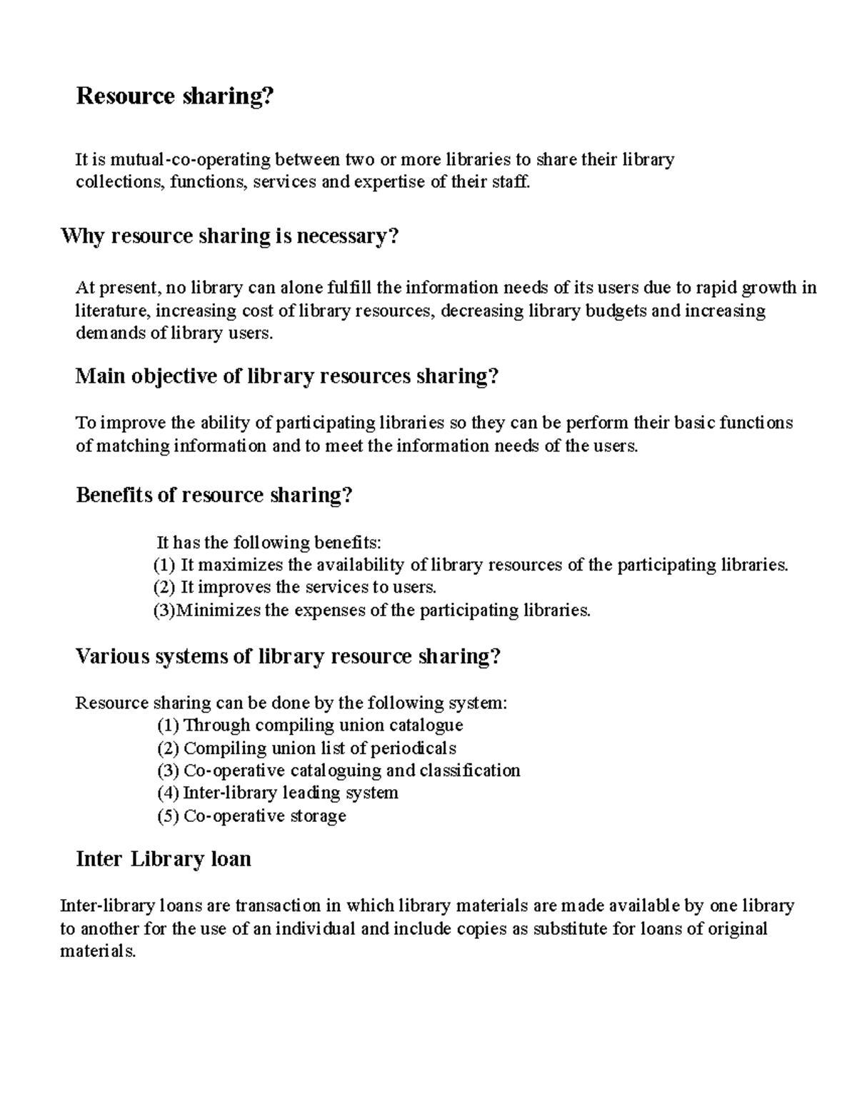Library Resource Sharing lntro - Resource sharing? It is mutual-co ...