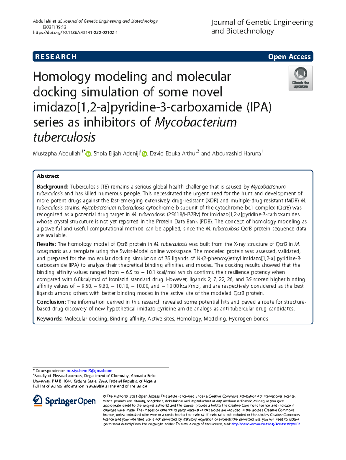biochemical bases of molecules - R E S E A R C H Open Access Homology ...