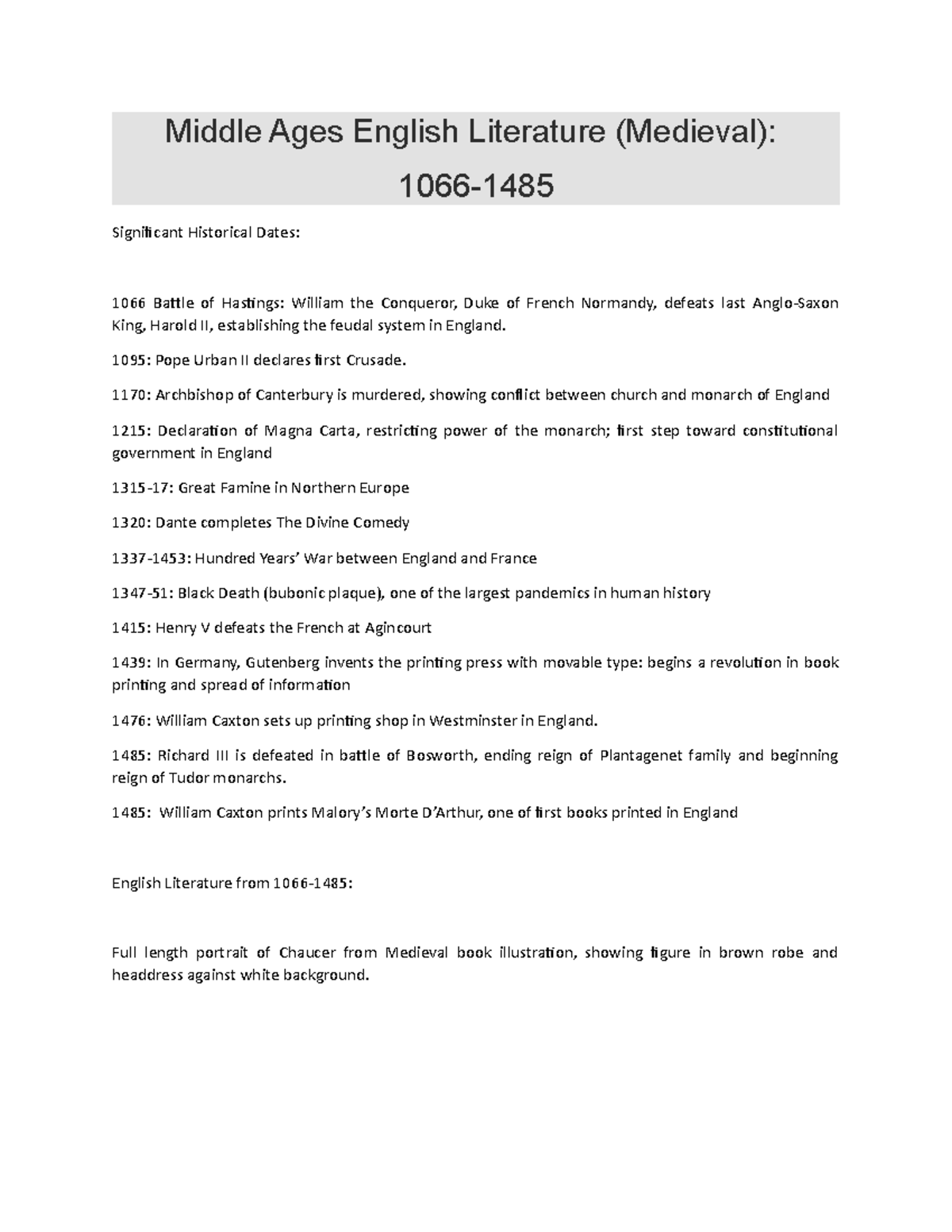 EL 115 Medieval English Literature - BSED English - PangSU - Studocu