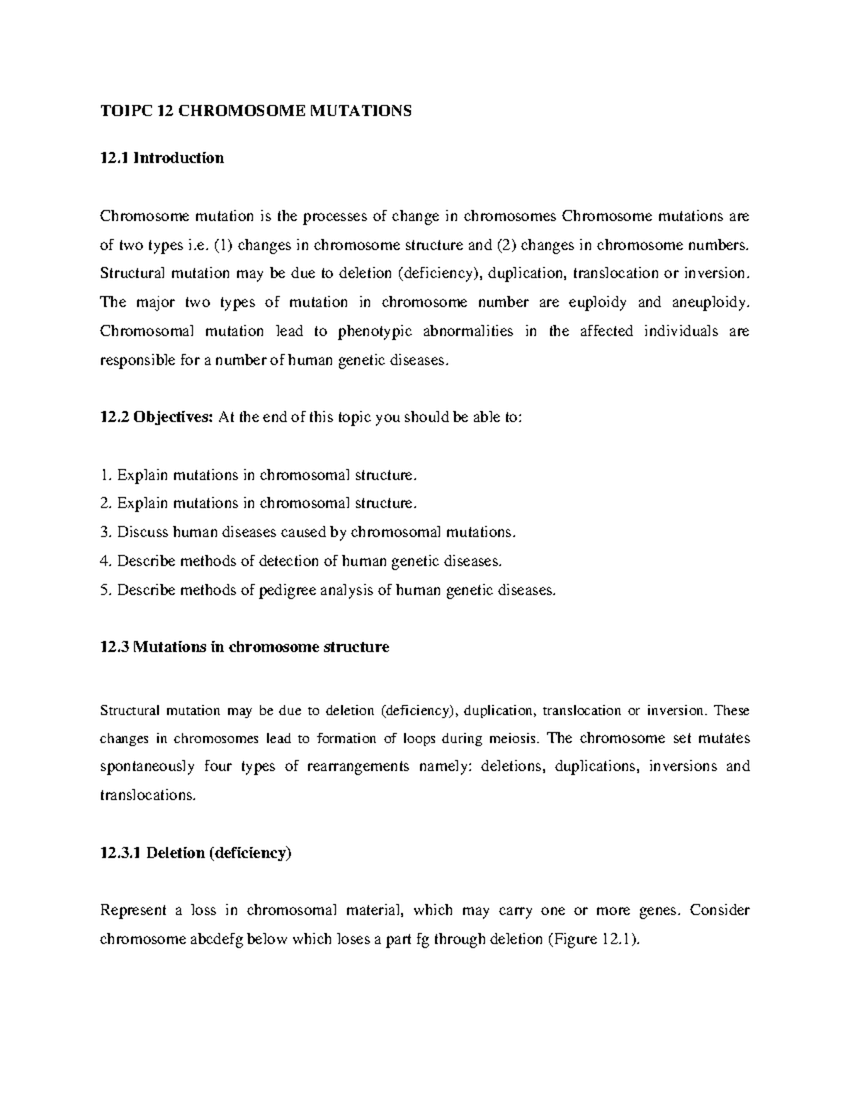 Part 2 Topic 12 Chromosome Mutations 2021 - TOIPC 12 CHROMOSOME ...