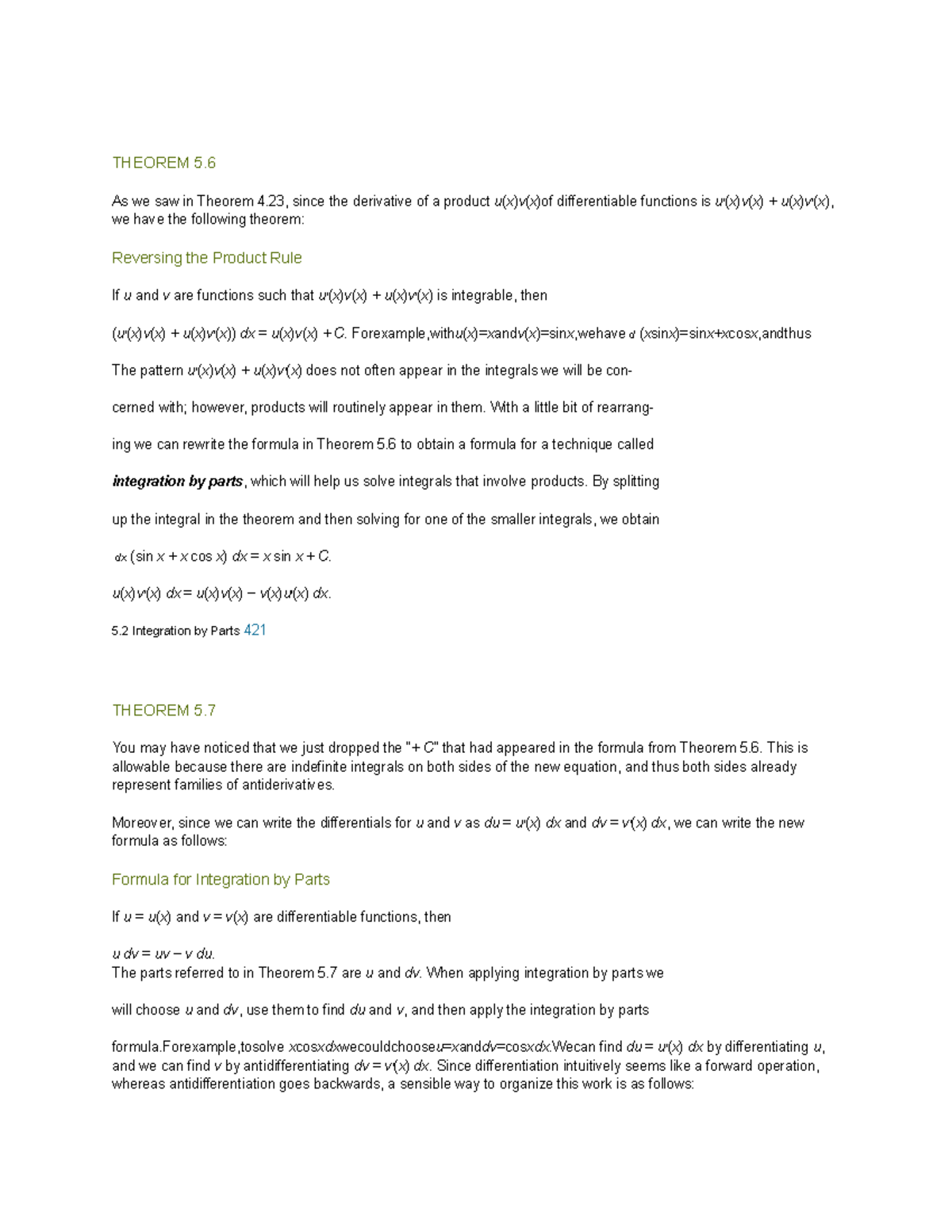 Theorem - THEOREM 5. As we saw in Theorem 4, since the derivative of a ...