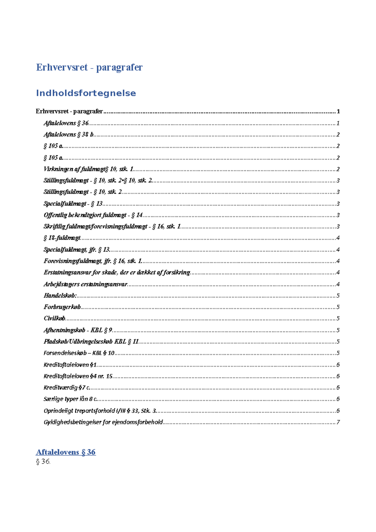 Erhvervsret paragrafer, sat i tabel og det hele - Erhvervsret ...