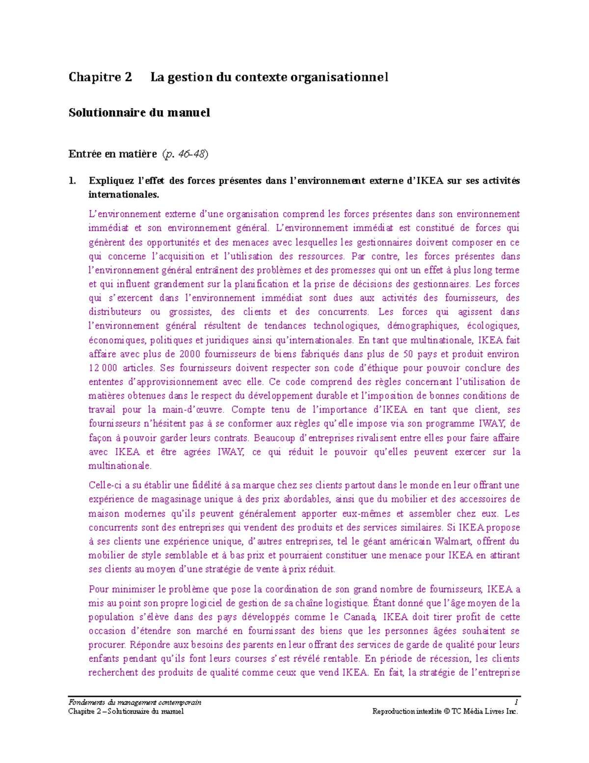 Chapitre 2 solutionnaire exercices manuel - Chapitre 2 La gestion du ...