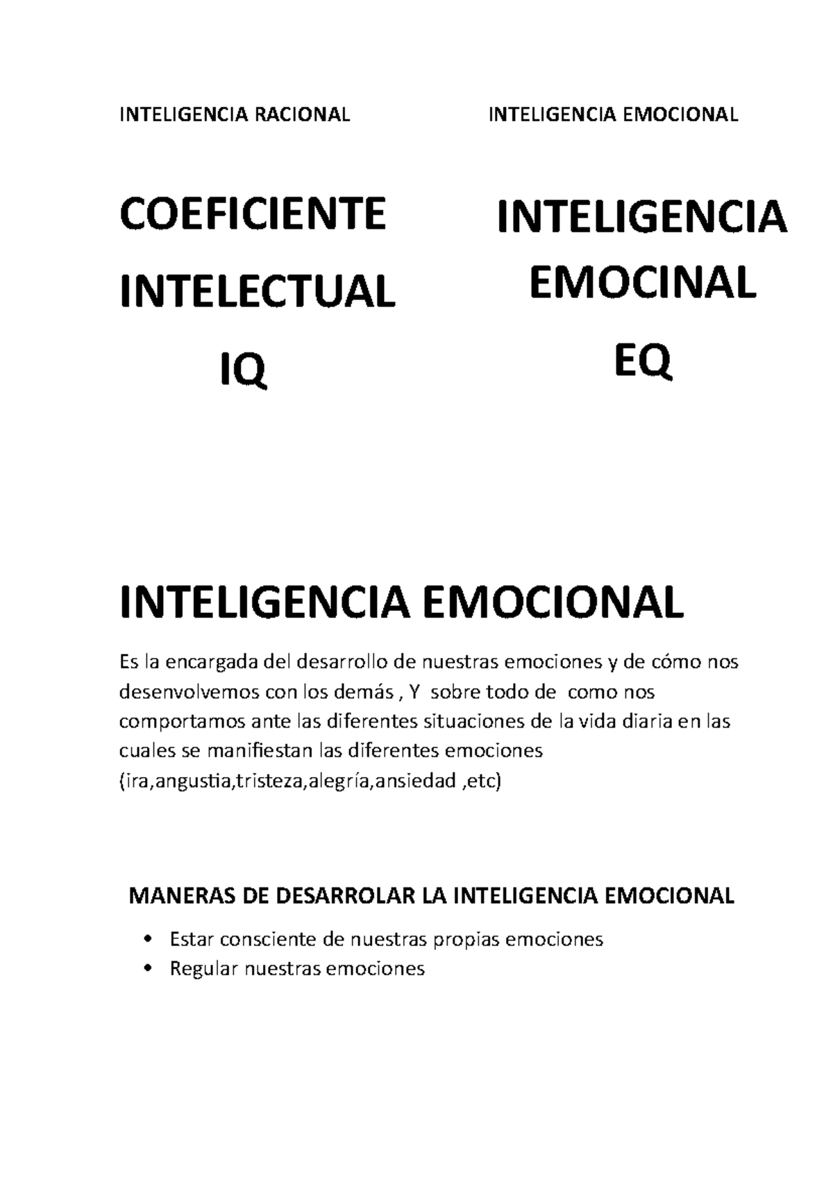 Inteligencia Racional Inteligencia Emocional - trabajo grupal ...