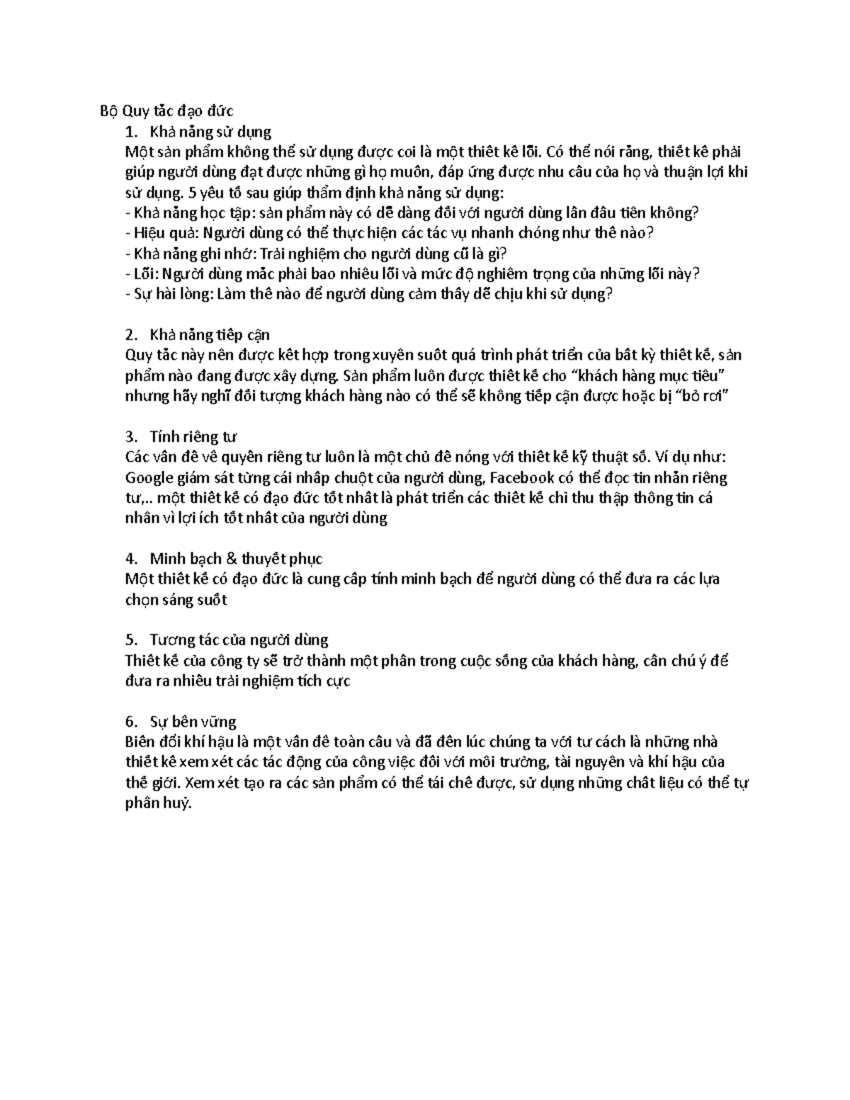 Bộ Quy tắc đạo đức - it's ok - B ộ Quy tắắc đ o đ cạ ứ 1. Kh ả nắng s ử d ngụ M t s n ph m không ...