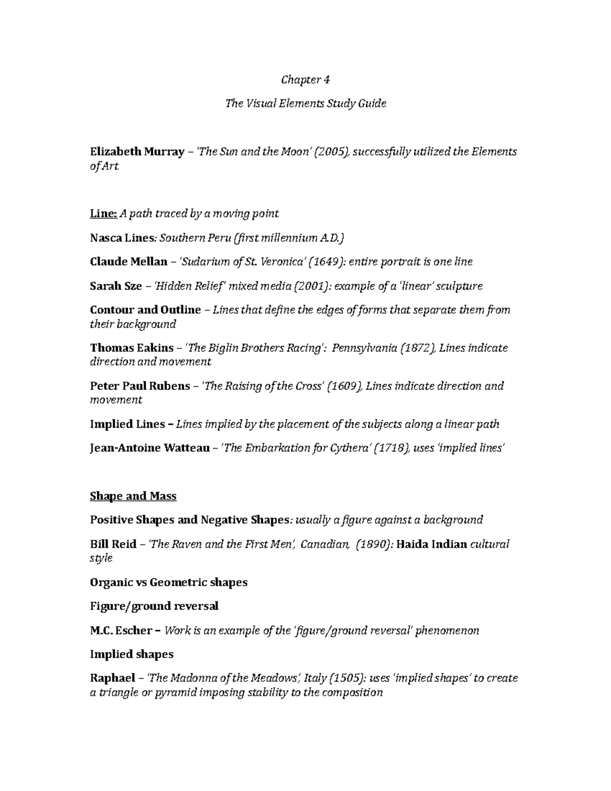 Module 2 study guide 12e - Chapter 4 The Visual Elements Study Guide ...