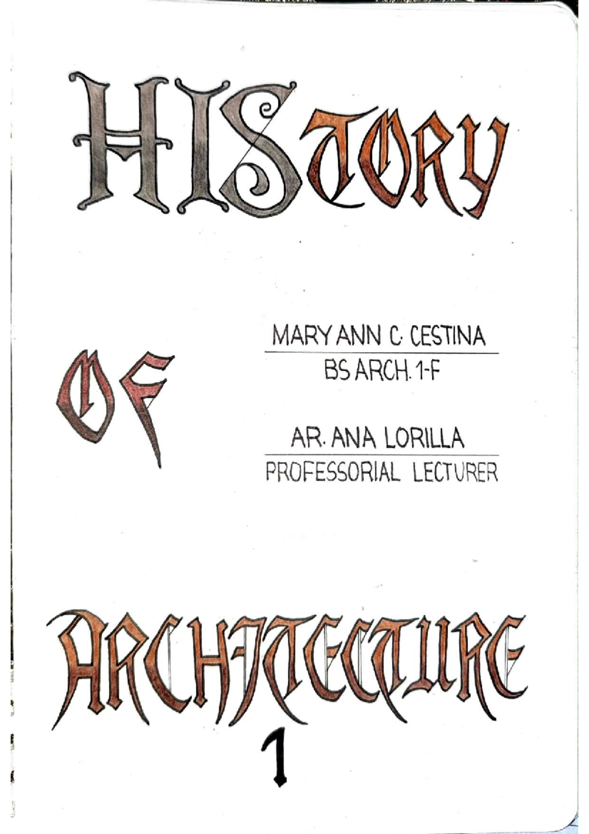 Cestina 1F HOA Notes - BS Architecture - Studocu